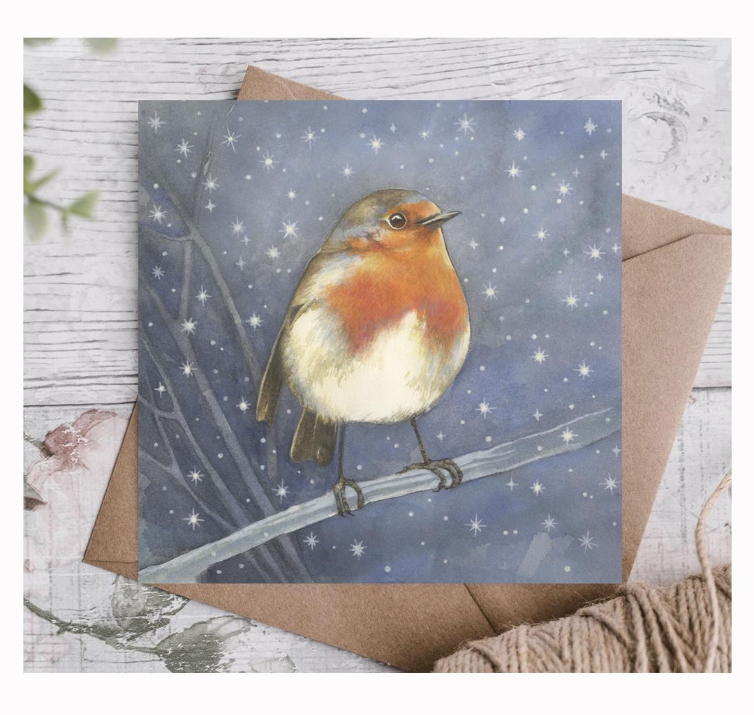 Christmas Card Called "silent Night" by Bonnie Hawkins, Robin, Bird ...