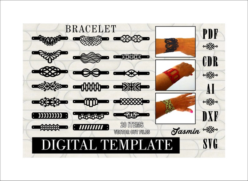 Leather Laser Cut Bracelet - Laser Cut Files - Bracelet Leather - DIY ...