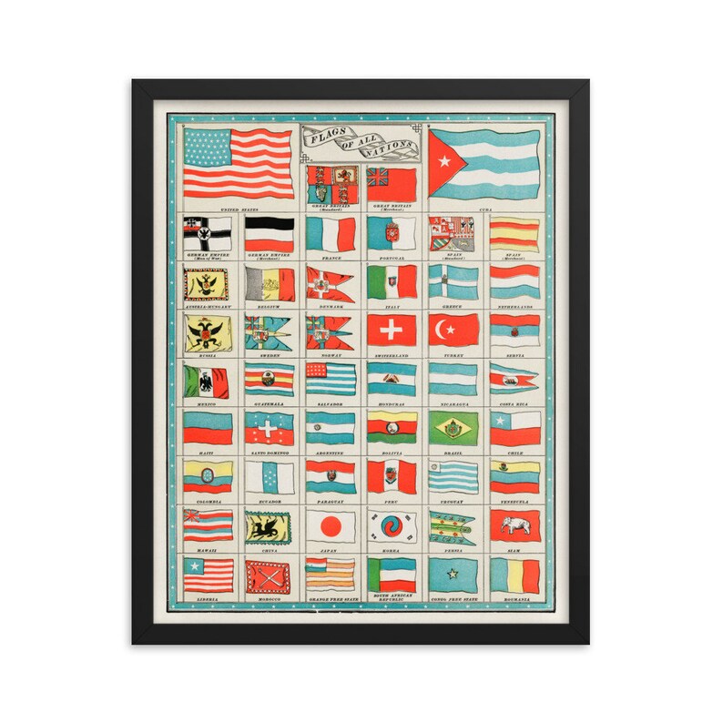 The Flags of All Nations (1901) Reproduction Framed Poster - Etsy