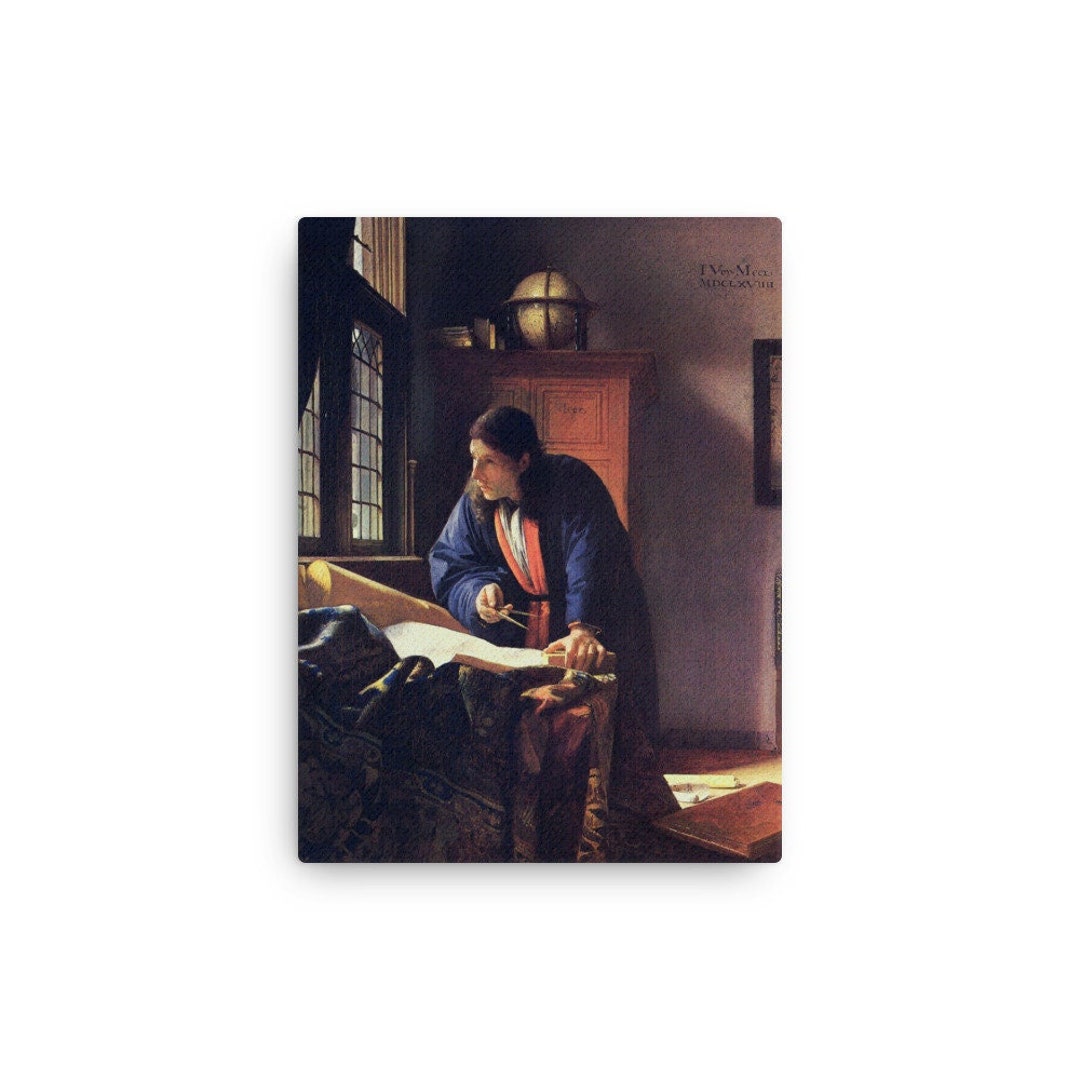 The Geographer (1669) Thin Canvas by Johannes Vermeer - Etsy