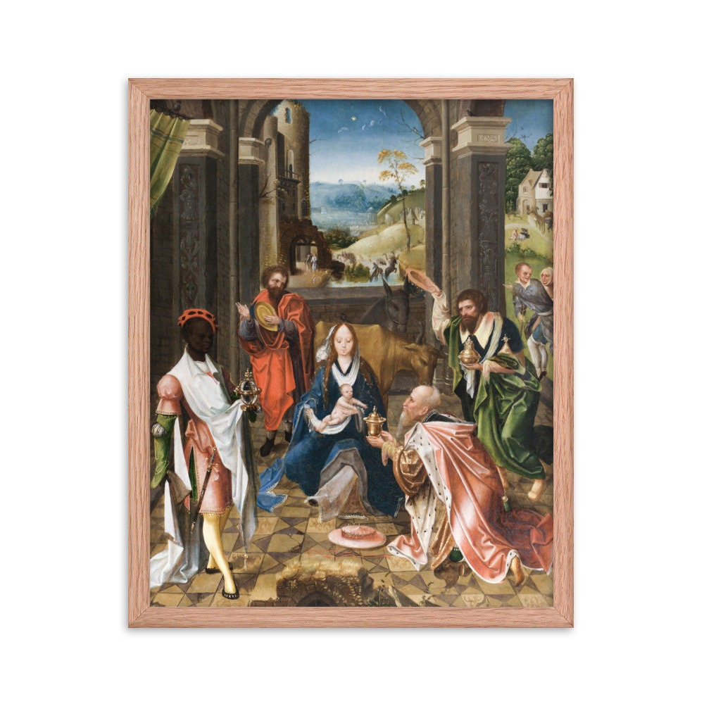 The Adoration of the Magi (c. 1520) Reproduction Framed Poster by Unknown Antwerp Mannerist ...
