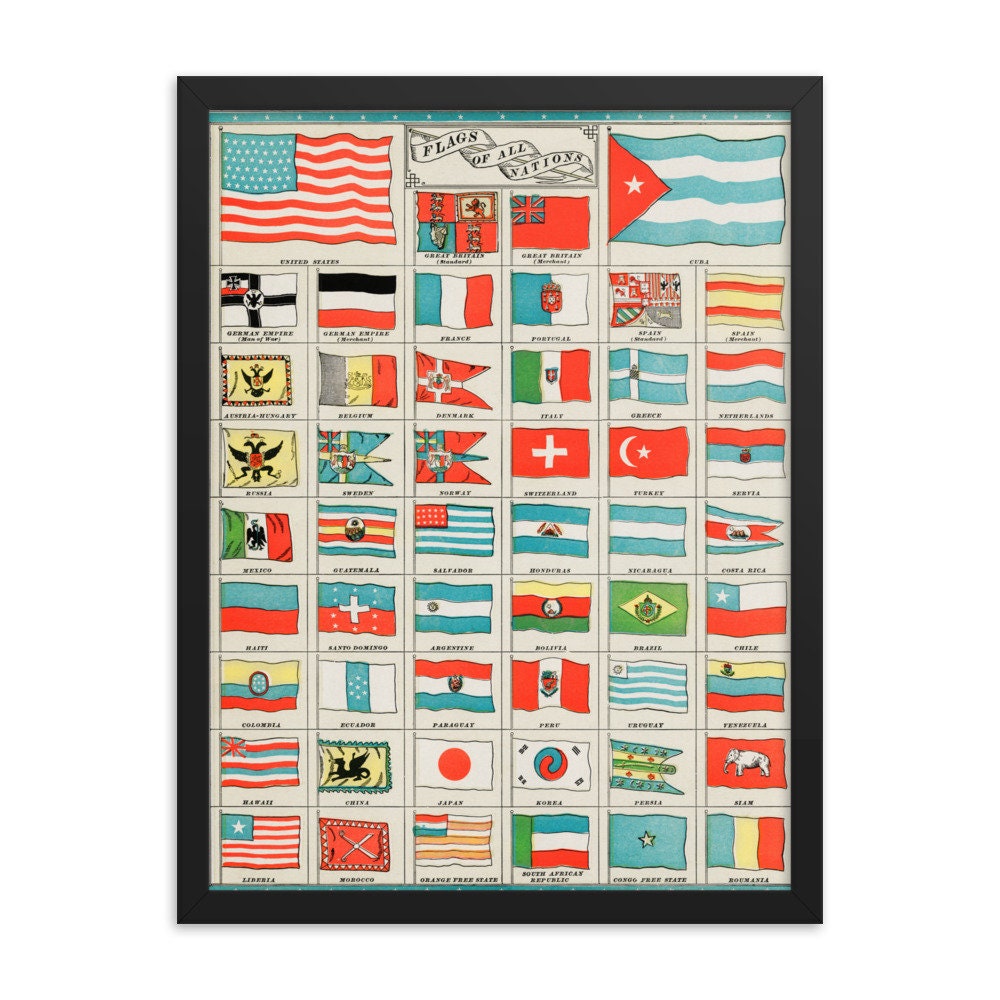 The Flags of All Nations (1901) Reproduction Framed Poster - Etsy