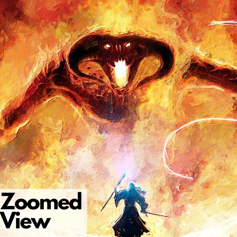 Lord of the Rings Gandalf Fights Balrog Painting Artwork LOTR Gift, Art ...