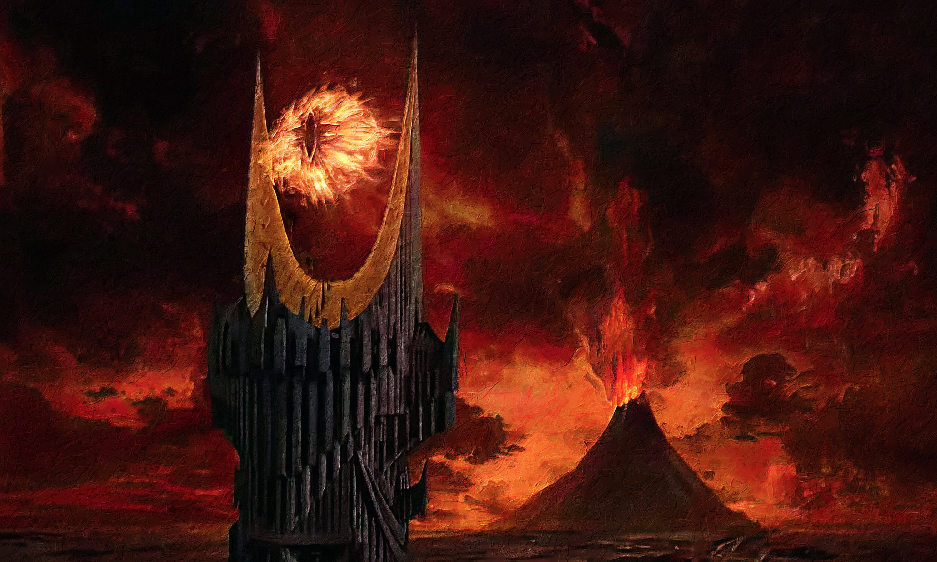 Lord of the Rings the Eye of Sauron, Mount Doom Painting Artwork | LOTR ...