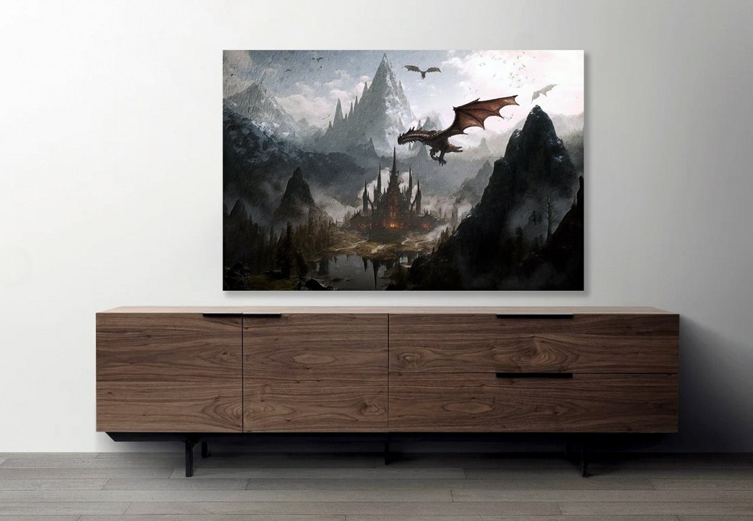 Skyrim Elder Scrolls V Painting Artwork | Gift, Art, Canvas, Wall Art ...
