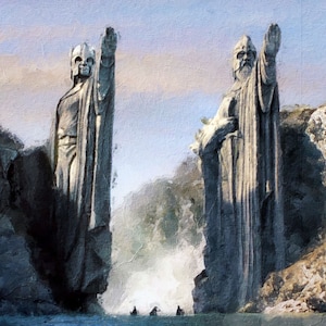 Lord of the Rings Argonath Statues Painting Artwork LOTR Gift, Art ...