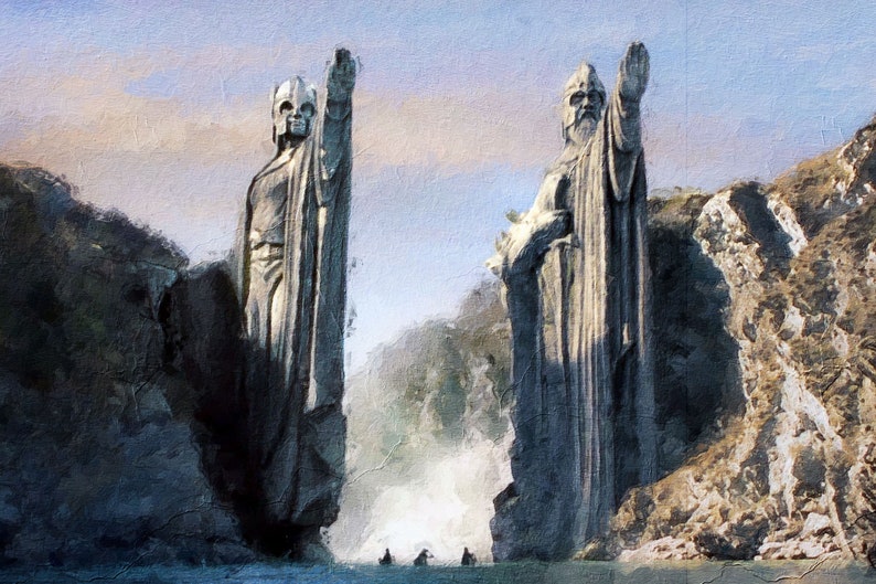 Lord of the Rings Argonath Statues Painting Artwork LOTR Gift, Art, Canvas, Wall Art Framed ...