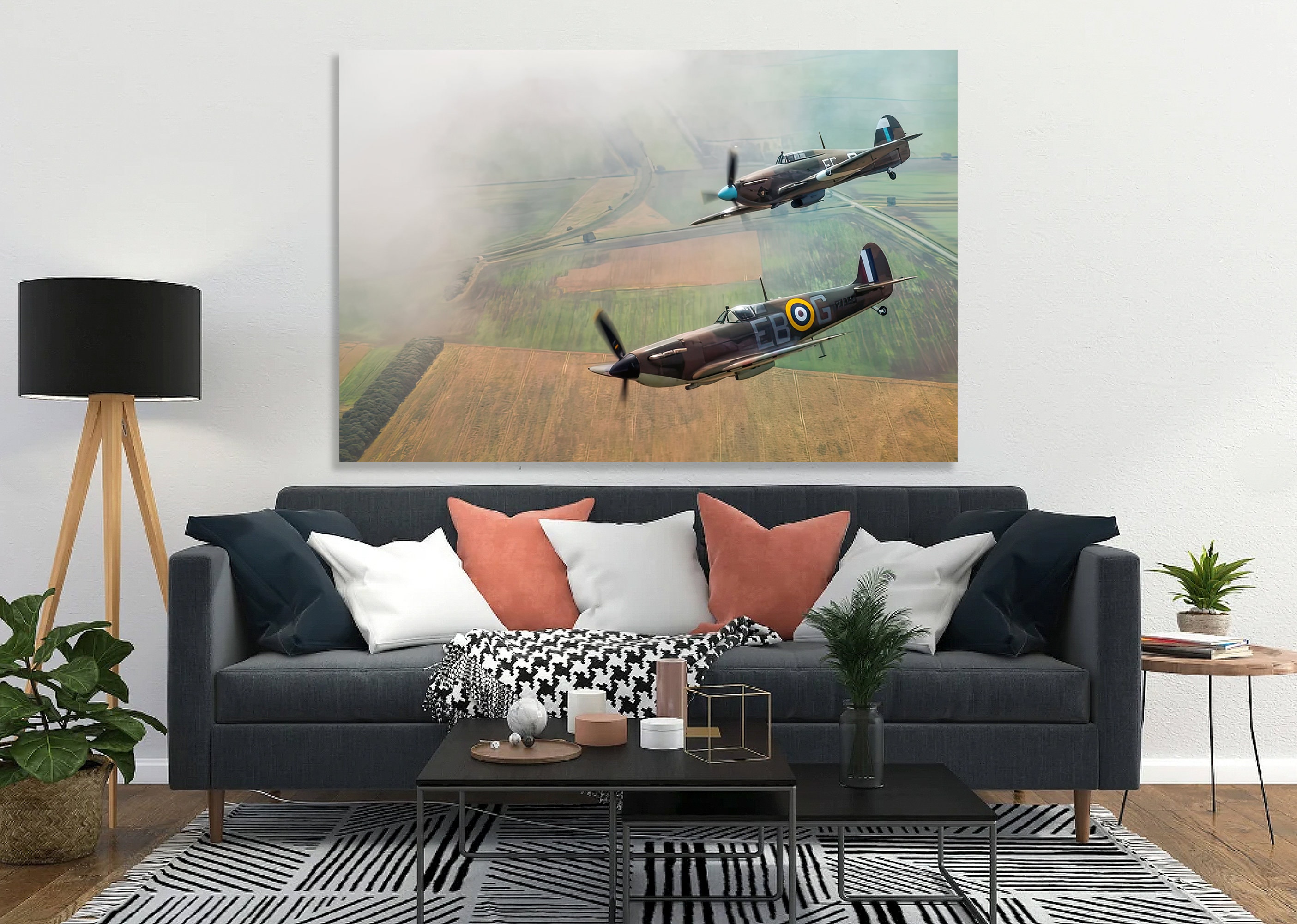 Spitfire Planes Artwork Oil Painting Canvas, Framed Print - Etsy