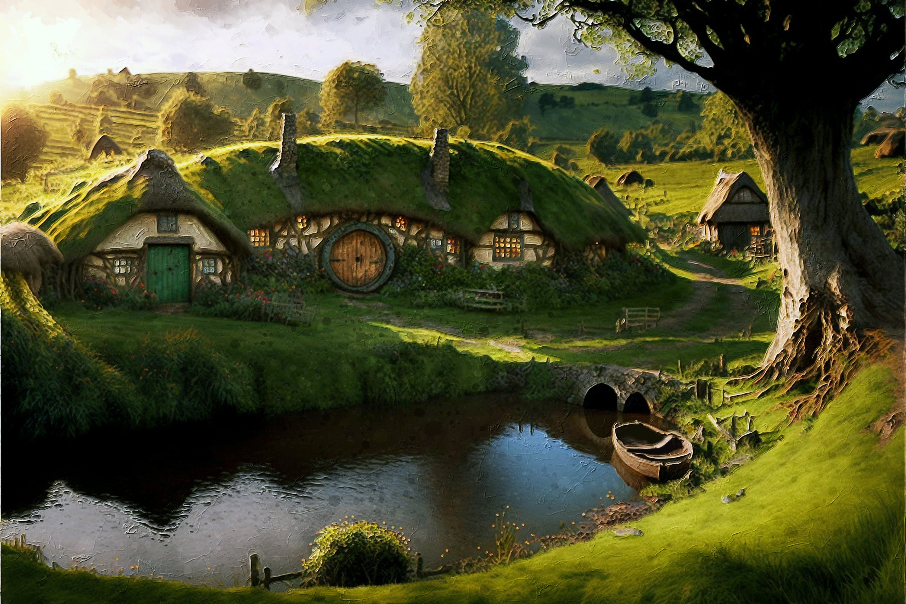 Lord of the Rings the Shire Painting Artwork LOTR Gift, Art, Canvas ...