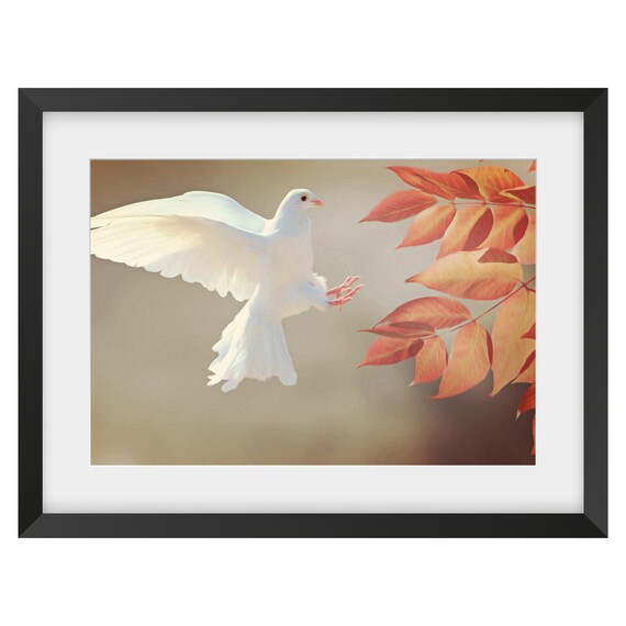 White Dove Bird Artwork Oil Painting Canvas Framed Print - Etsy
