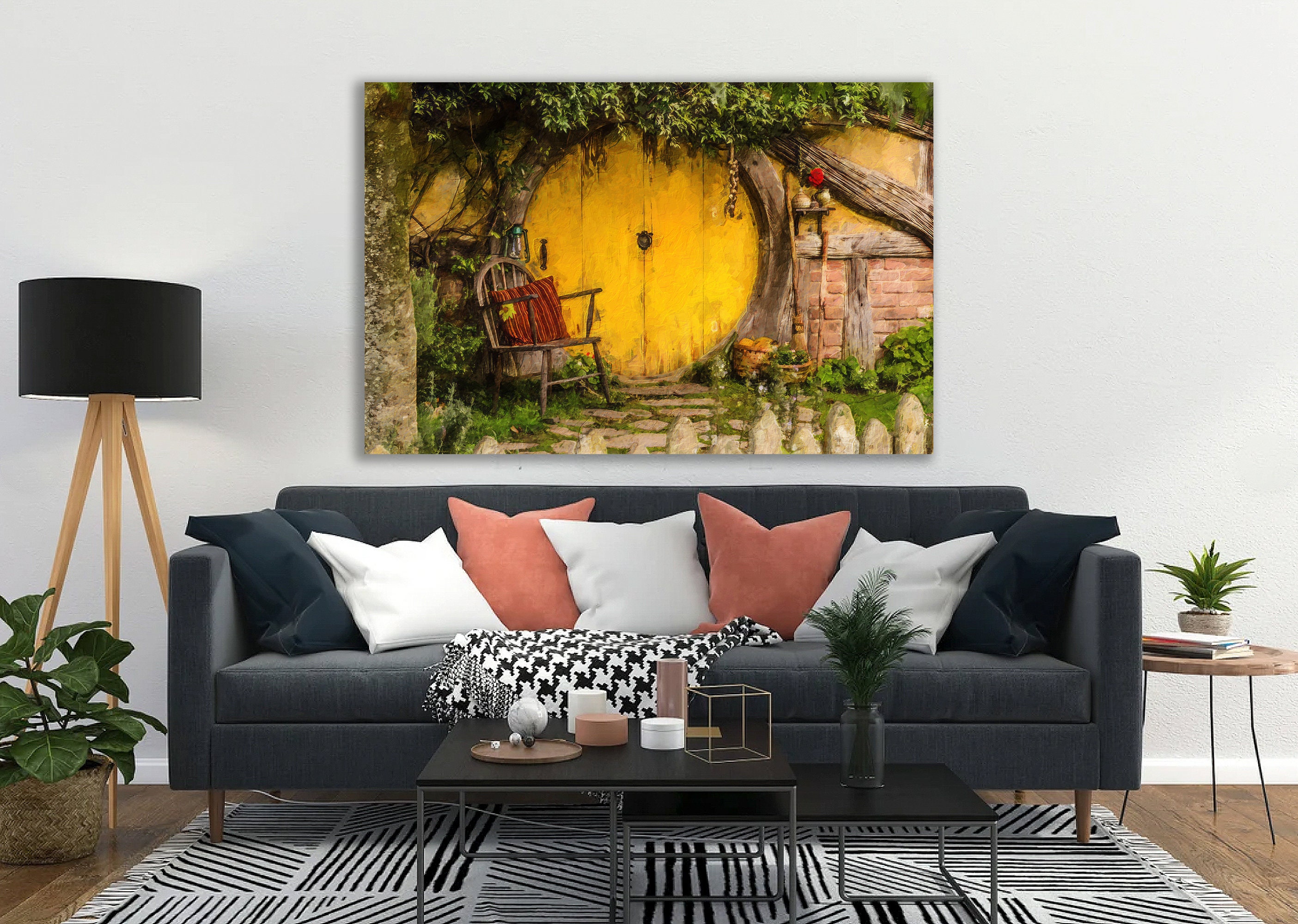 Hobbiton, the Shire Lord of the Rings Painting Artwork | LOTR Gift, Art ...