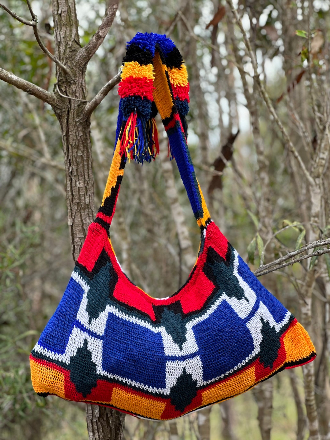 Hand Woven Bilum/ Bag Skin Pig &dimond Pattern Medium Size. - Etsy