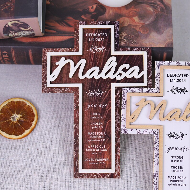 Personalized Wooden Cross Gift, Custom Name Religious Wall Decor ...
