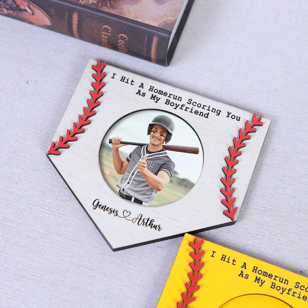 Personalized Baseball Photo Frame Magnet, Custom Anniversary Gift for ...