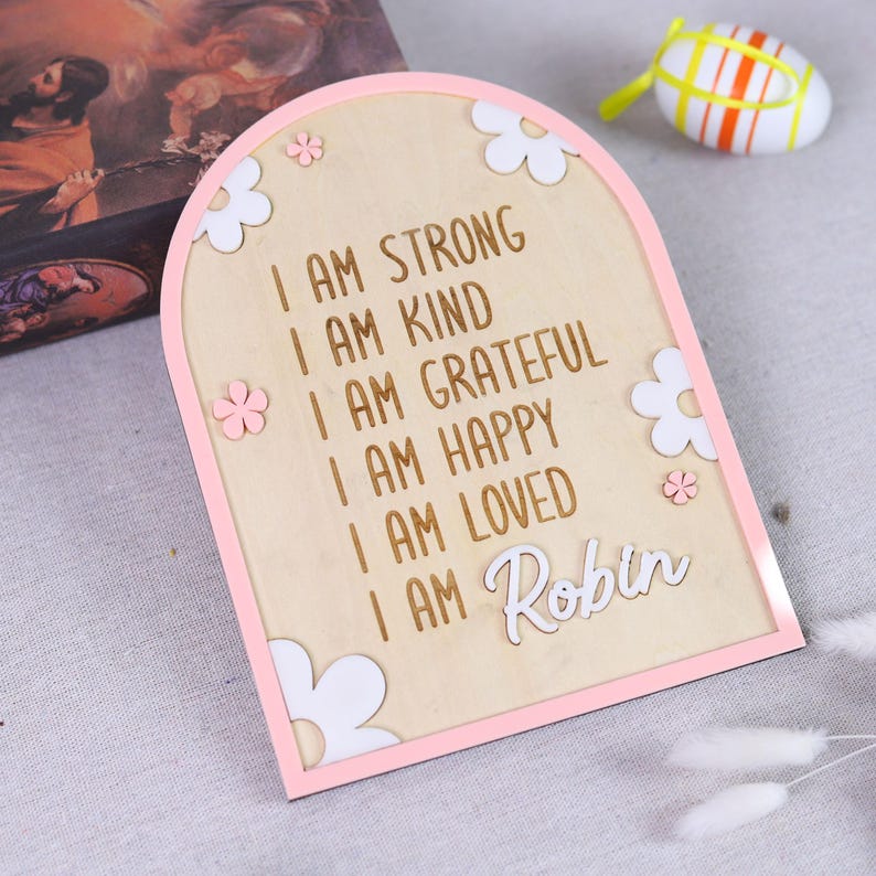 Personalized I Am Affirmations Wood Sign, Custom Name Daily Positive ...