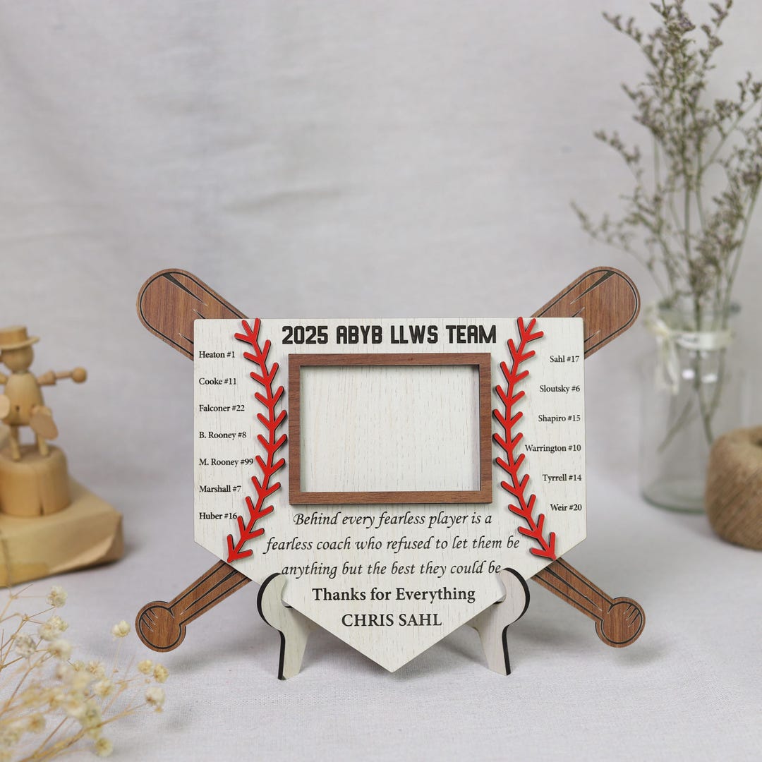 Custom Baseball Photo Frame With Stand, Personalized 2025 Team Picture ...