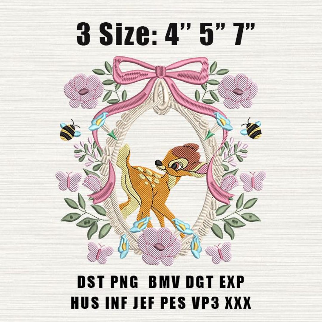 Bambi Machine Embroidery Files, Deer Embroidery Pattern, Cartoon ...