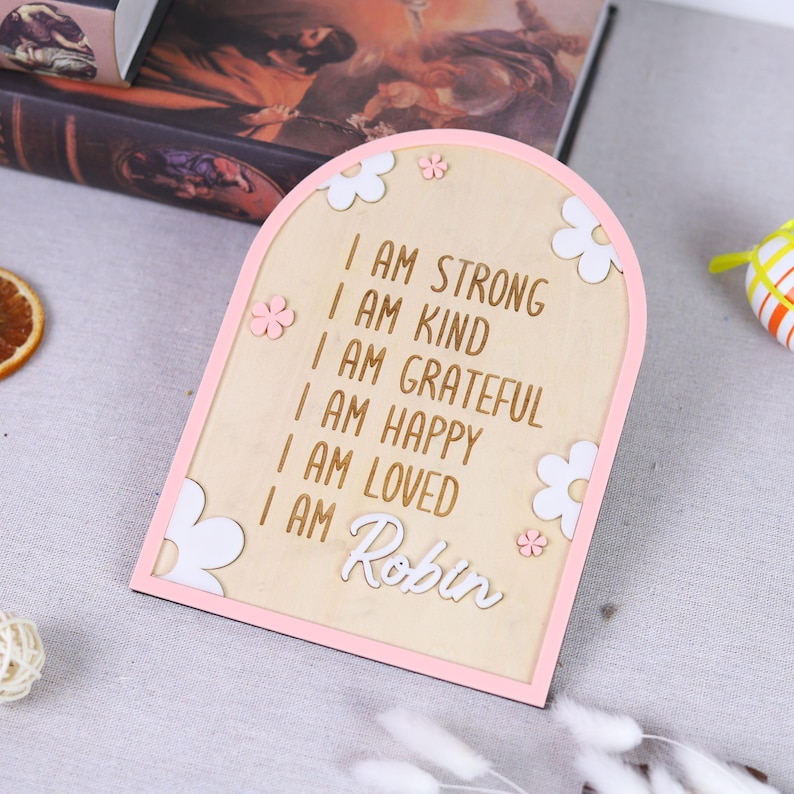 Personalized I Am Affirmations Wood Sign, Custom Name Daily Positive ...