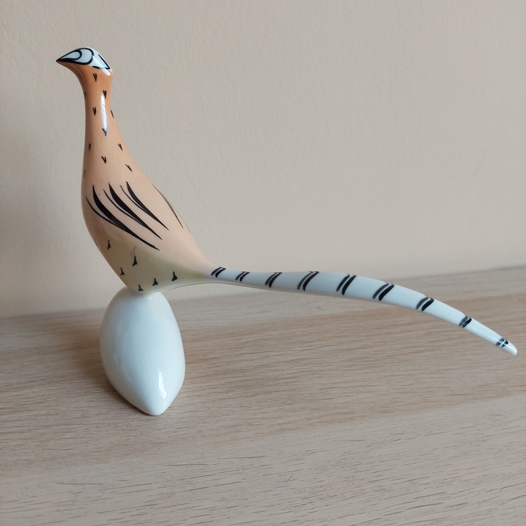 VINTAGE MODERNIST PHEASANT Mid-century Porcelain Pheasant Figurine ...