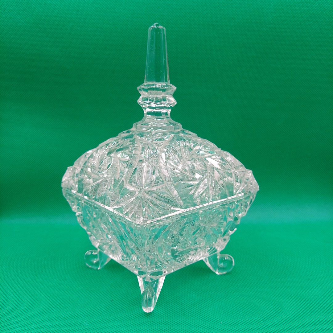 LEAD CRYSTAL BOX Vintage Lead Chystal Box Jewellery Box-made in Germany ...