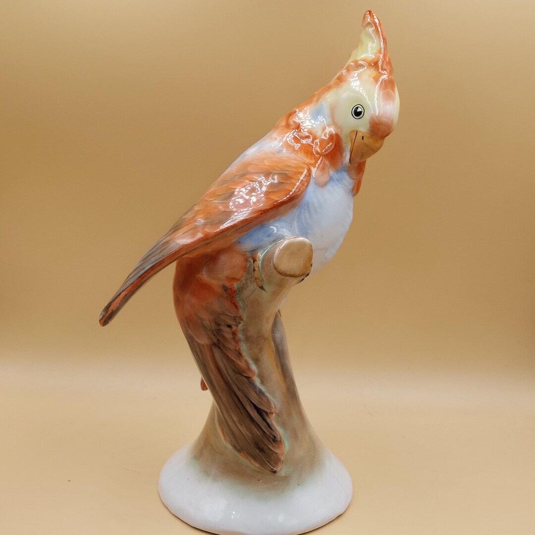 VINTAGE CERAMIC PARROT Colorful Large Parrot Statue Hungarian ...