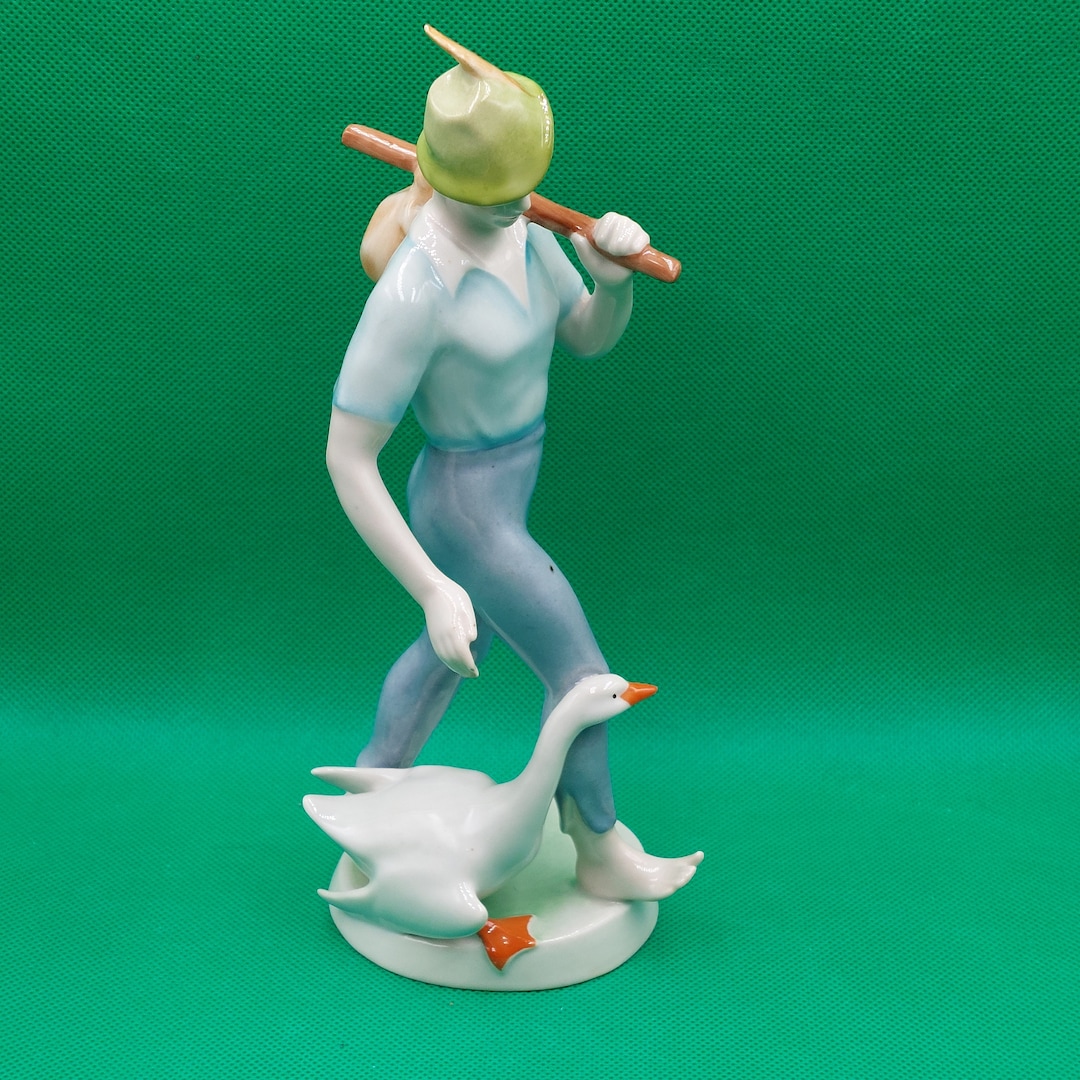 MATTIE GOOSE BOY Vintage Boy With Goose Figurine Hungarian Drasche ...