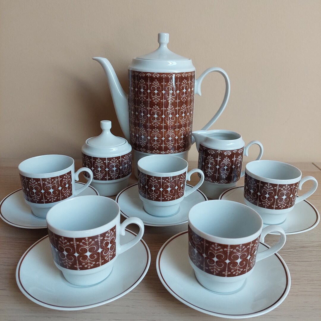 RETRO COFFEE SET Vintage Gdr Porcelain Coffee Set 5 Person Made in ...