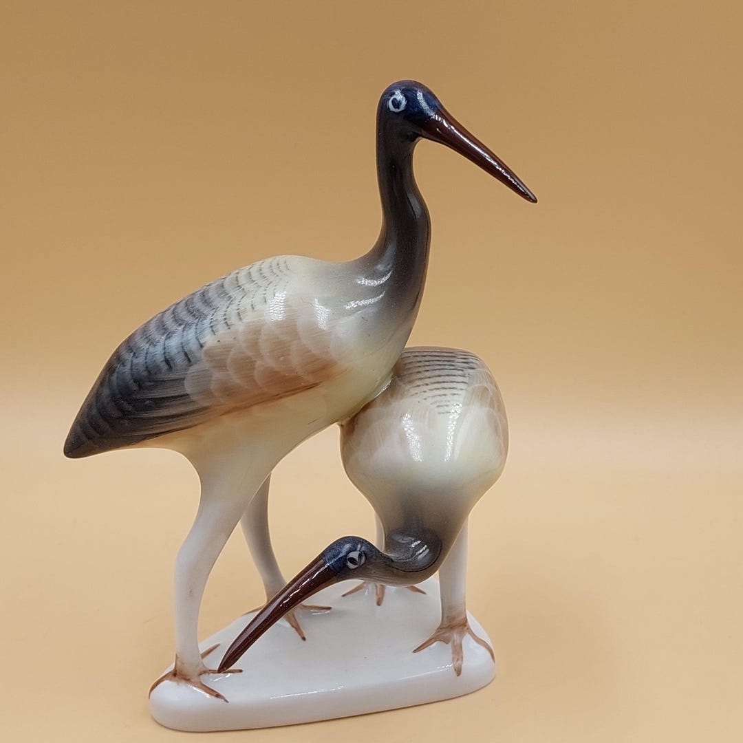 PAIR OF CRANE- Porcelain Crane Birds Figurine - by Miklós Veress ...