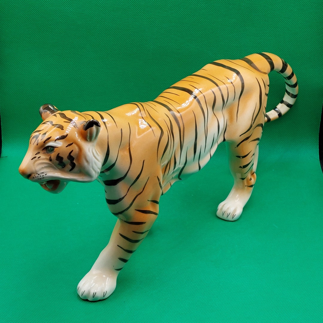 VINTAGE LARGE TIGER Ceramic Bengal Tiger Figurine Hungarian Gránit ...