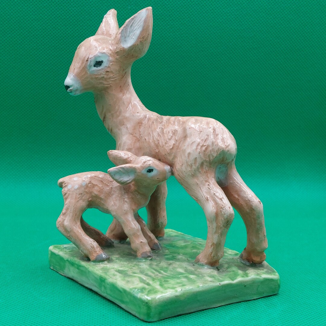 DEER AND FAWN Vintage Rare Ceramic Deer With Little Doe Figurine ...