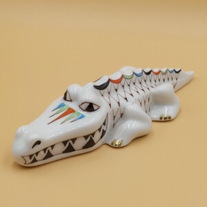 VINTAGE CROCODILE- Porcelain Colorful Crocodile Figurine- Hungarian ...