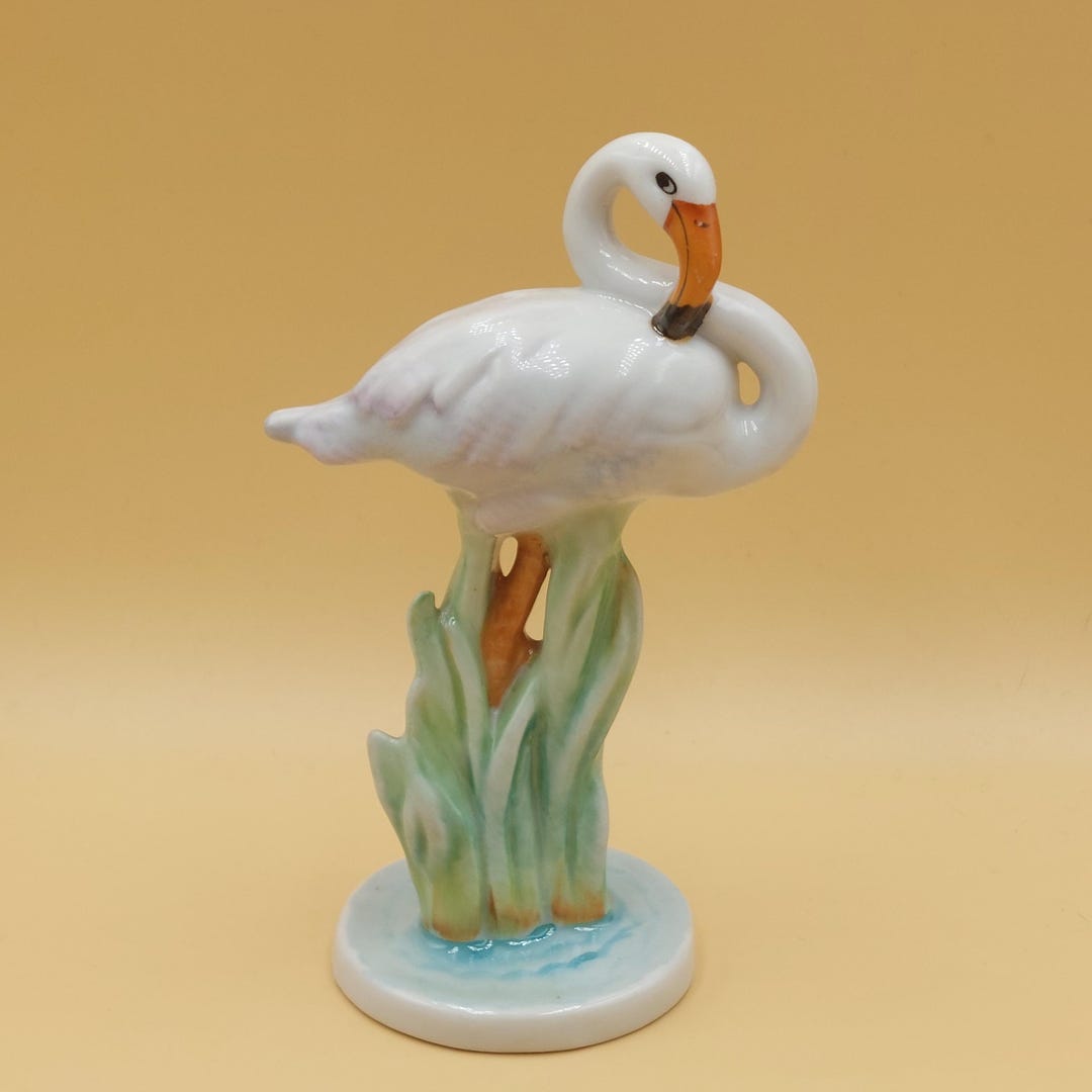 ANTIQUE FLAMINGO- Porcelain Flamingo Bird- Hungarian Drasche Porcelain ...