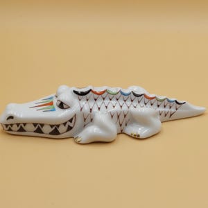 VINTAGE CROCODILE- Porcelain Colorful Crocodile Figurine- Hungarian ...