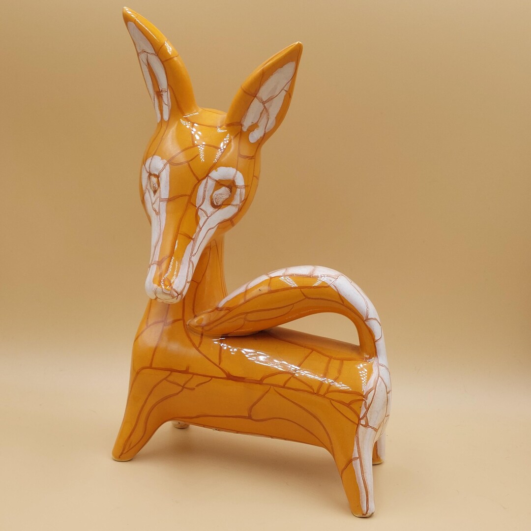 BRUTALIST VINTAGE FOX- Ceramic Fox Figurine- by Éva Kumpost- Hungarian ...