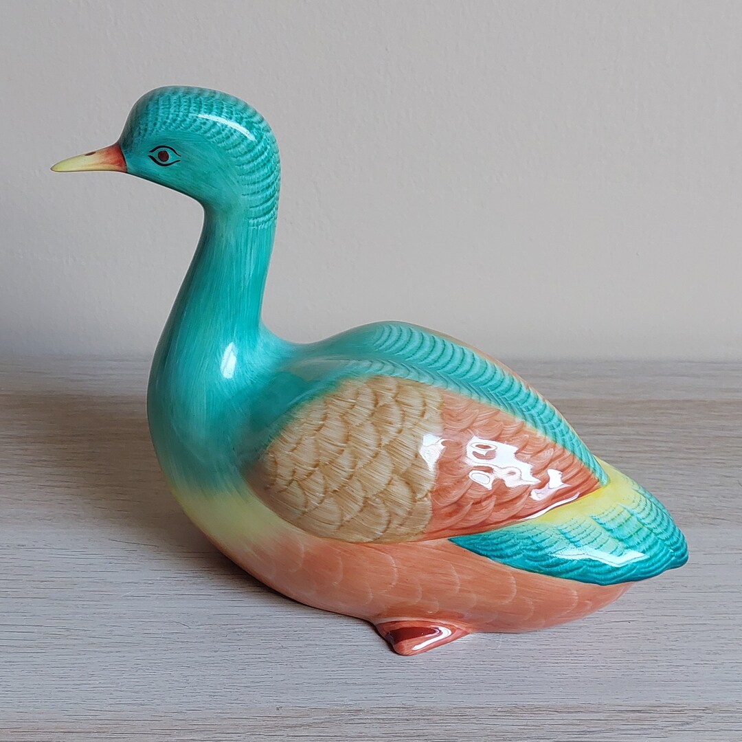 VINTAGE COLORFUL DUCK Mid-century Porcelain Duck Figurine Hungary ...