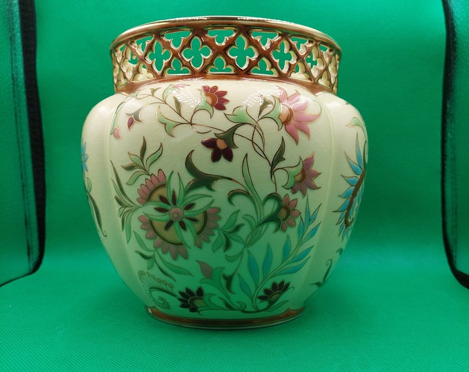 EXCLUSIV ZSOLNAY PORCELAIN Vintage Porcelain Floral Vase Handpainted ...