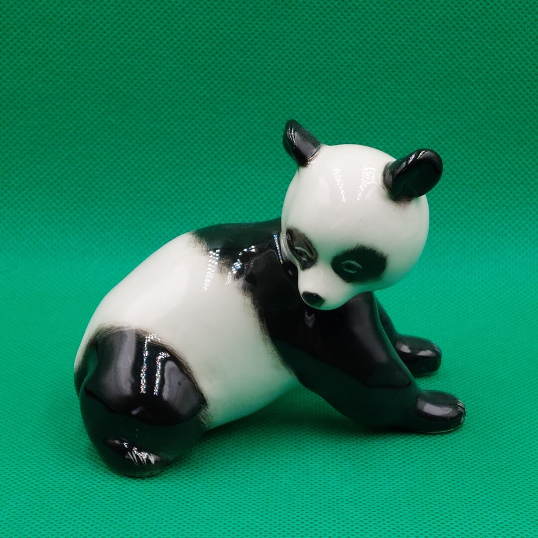 VINTAGE PANDA BEAR Porcelain Panda Statue Russian Lomonosov Porcelain ...