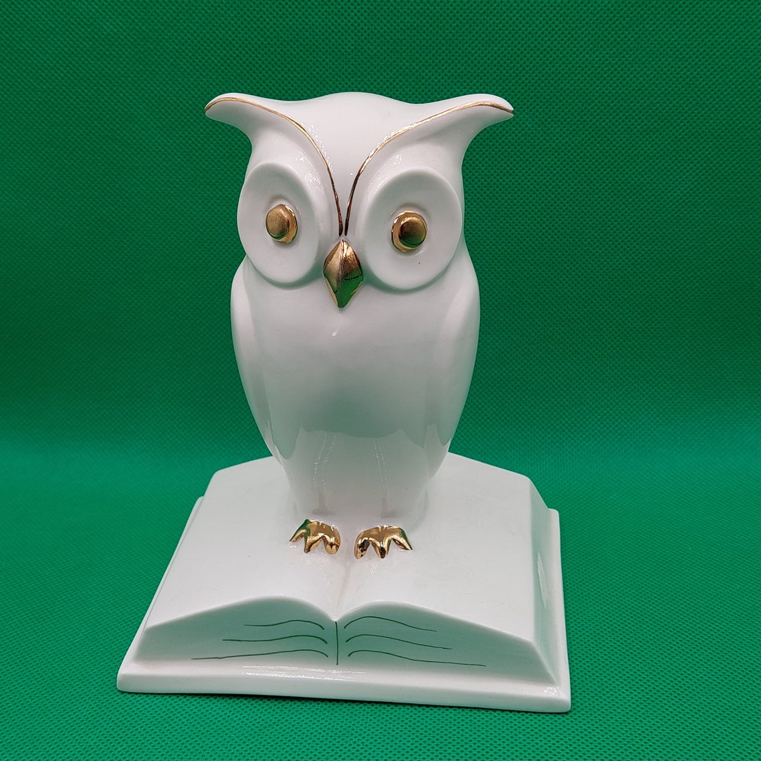BRUTALIST MODERNIST OWL Porcelain Owl on Book by Aurel Kaldor Hungarian ...