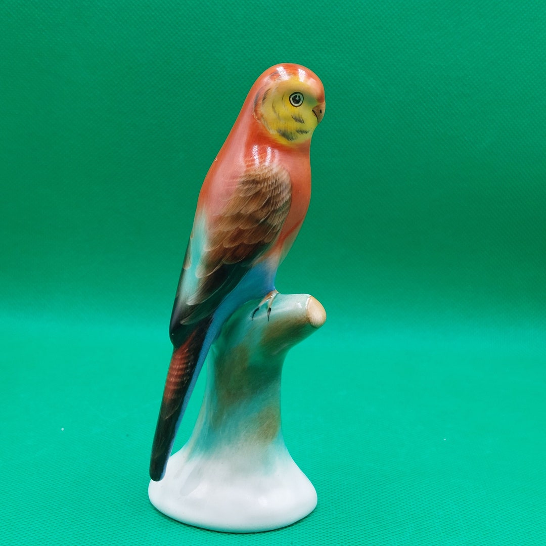 VINTAGE BUDGIE PARROT- Ceramic Parrot Figurine- Hungarian ...