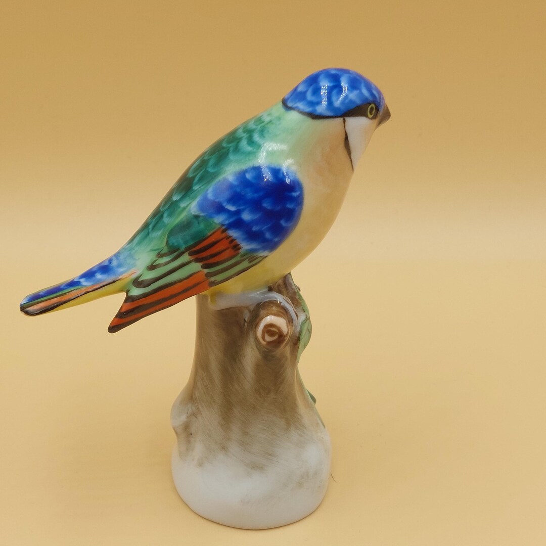 ANTIQUE BLUE BIRD Porcelain Bird Statue Hungarian Herend Porcelain ...