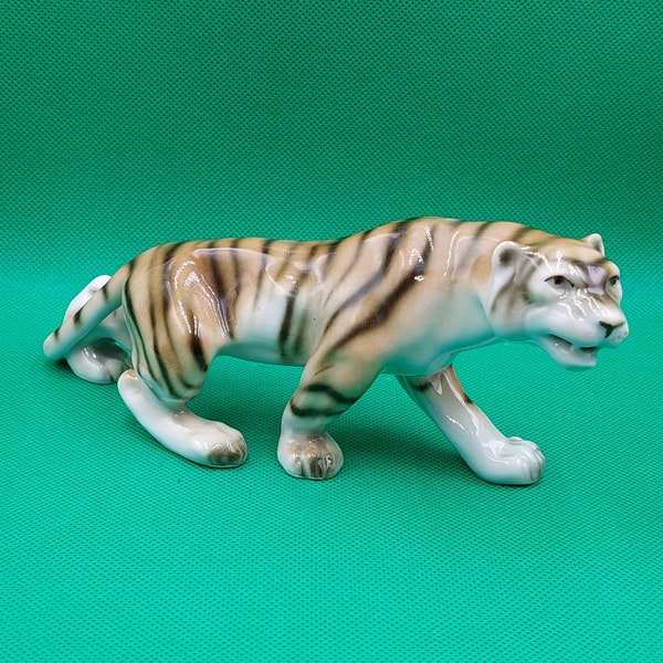 Porcelain Tiger Figurine - Etsy