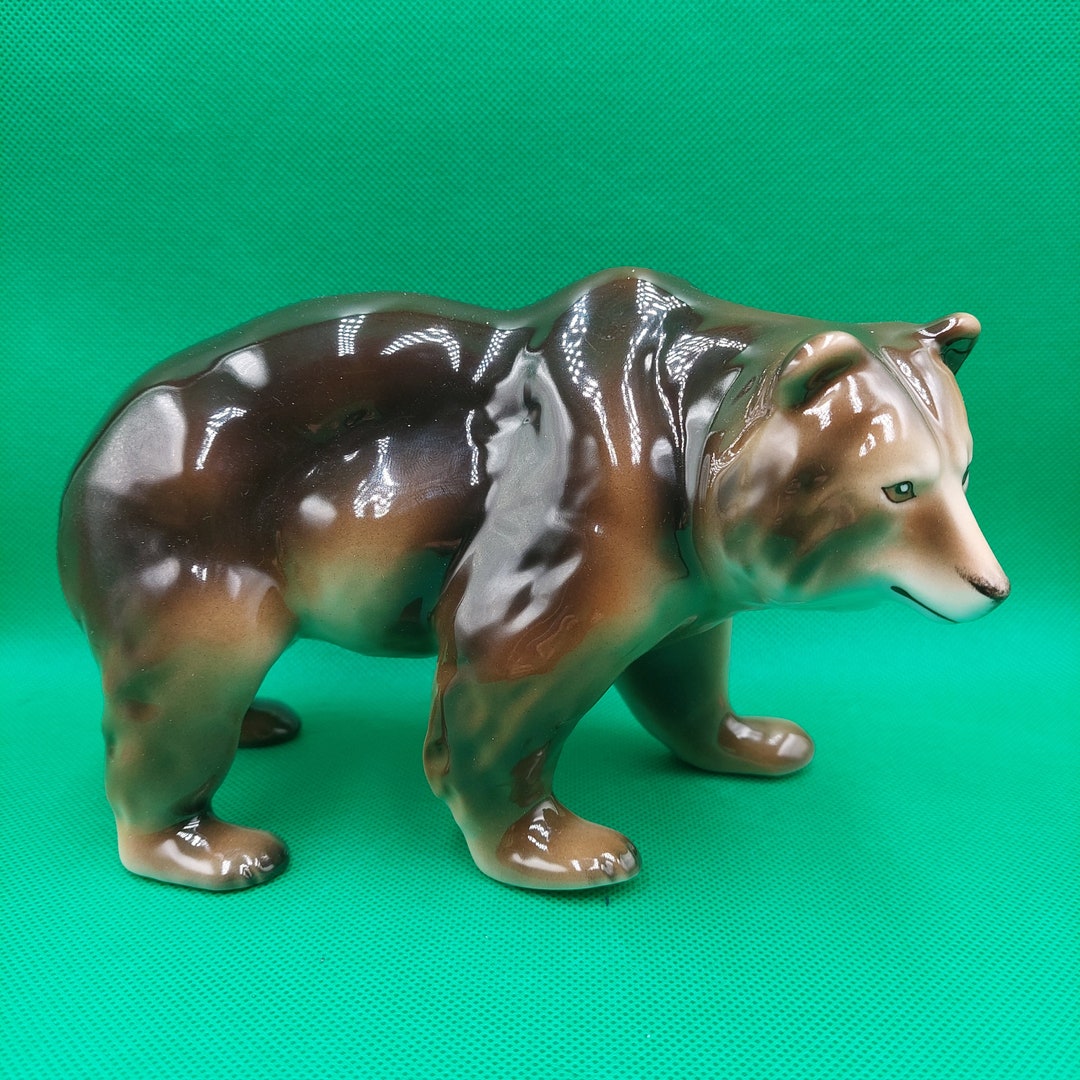 VINTAGE BROWN BEAR Mid-century Porcelain Brown Bear Figurine Hungary ...