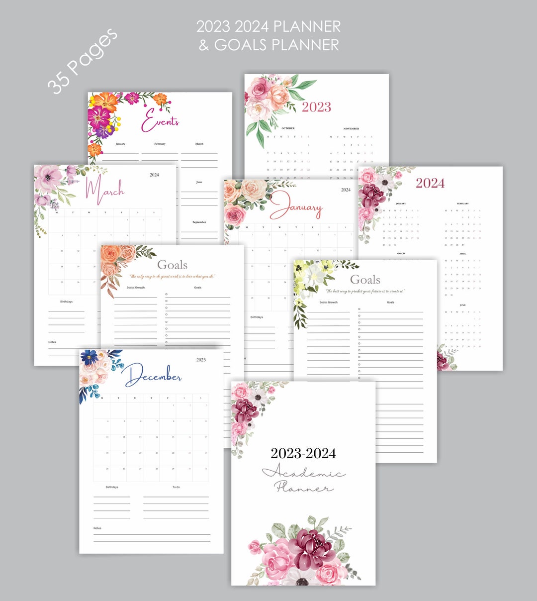 2024 Printable Bundle Monthly Planner Calendar, 2023 Planner Calendar ...