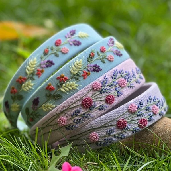 Embroidered Headband - Etsy