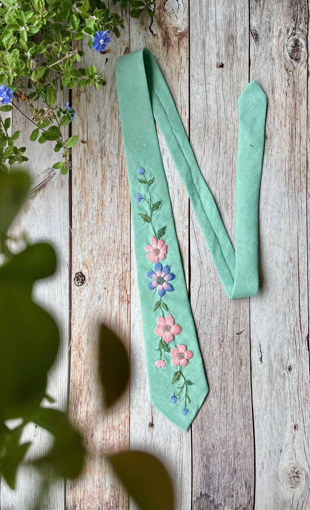 Hand Embroidered Tie, Floral Embroidered Tie, Father of the Groom Gift ...