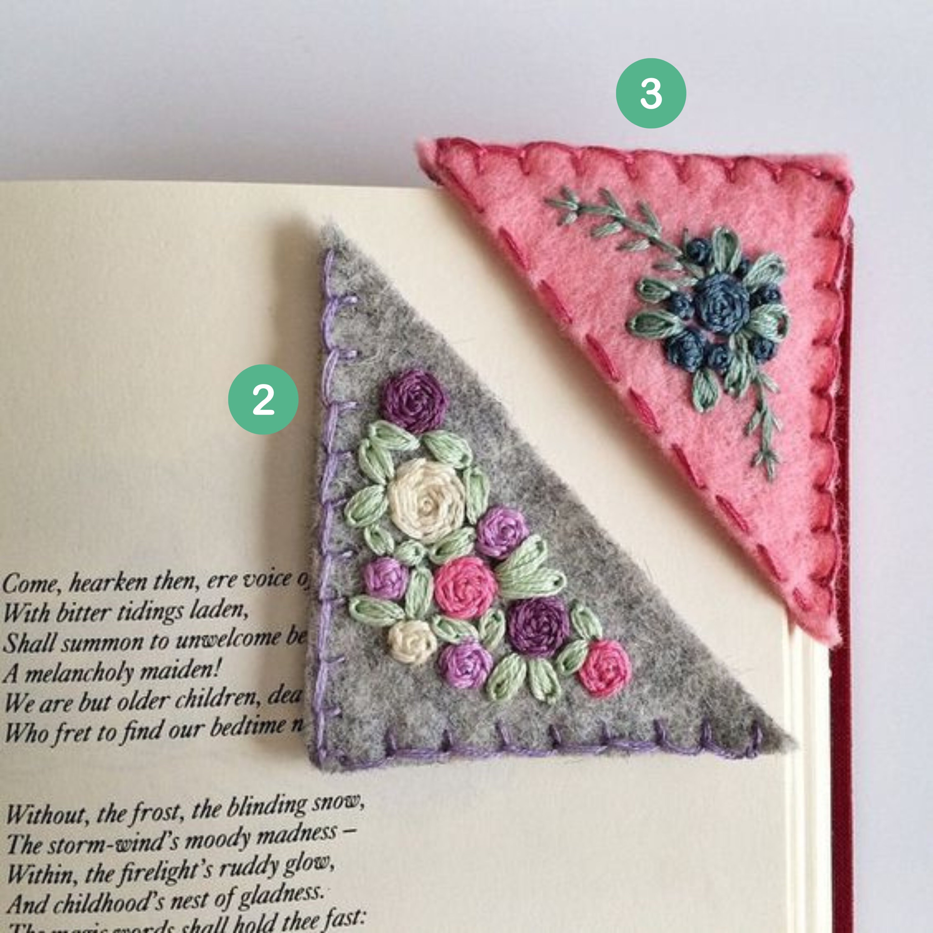 Felt Triangle Page Stitched Corner Handmade Bookmark, Personalized Hand ...