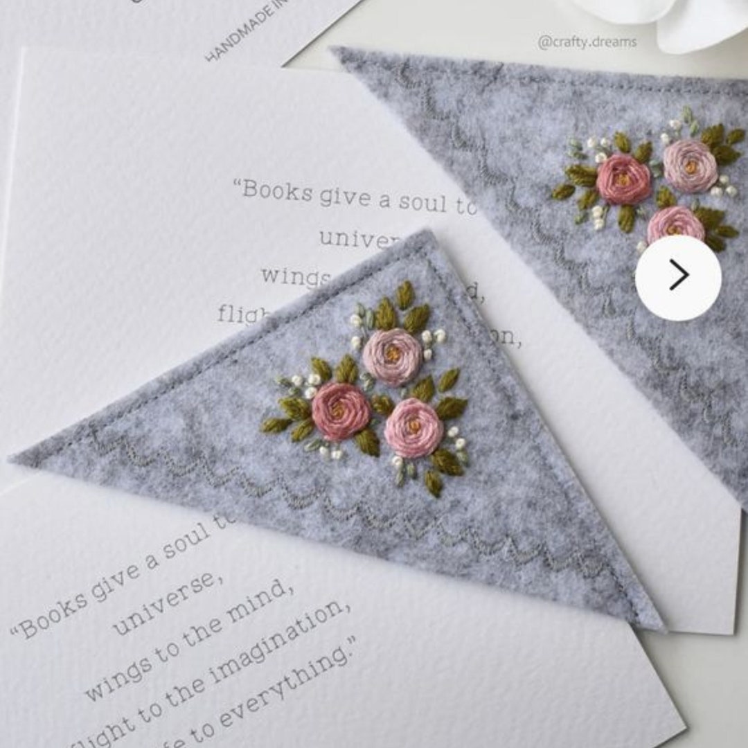 Felt Triangle Page Stitched Corner Handmade Bookmark, Personalized Hand ...