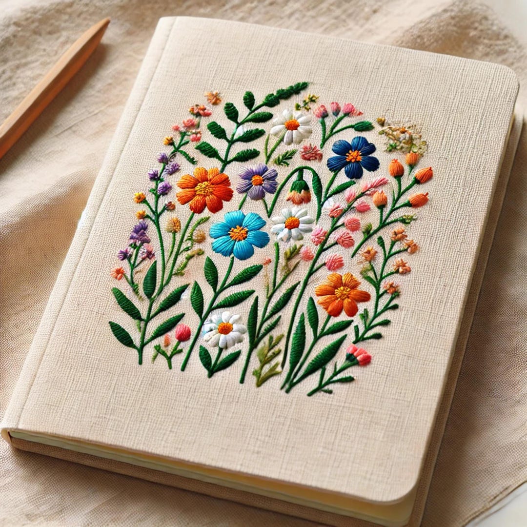 Custom Hand Embroidered Notebook, Handmade Fabric Notebook, Custom ...