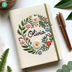 Custom Hand Embroidered Notebook, Handmade Fabric Notebook, Custom ...