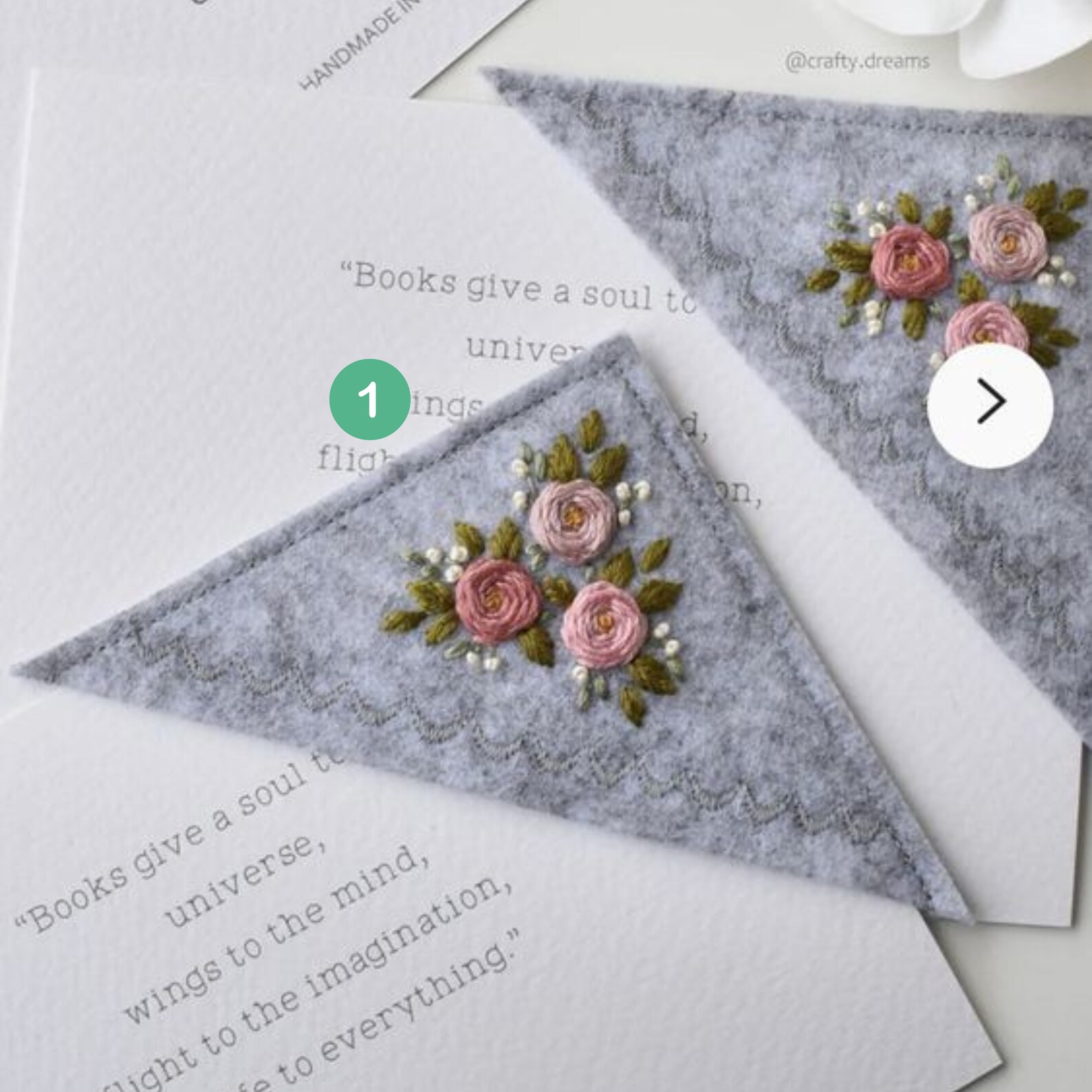 Felt Triangle Page Stitched Corner Handmade Bookmark, Personalized Hand ...